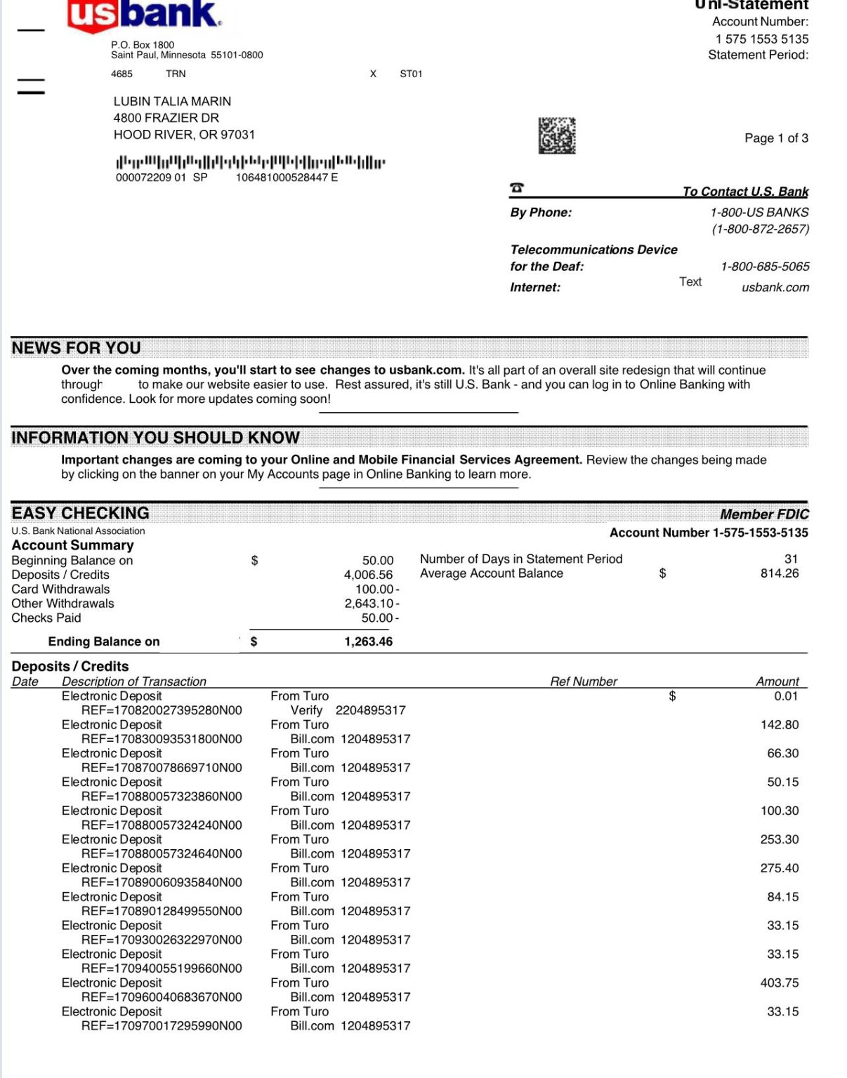 US bank statement generator for small businesses - Proof of Statement